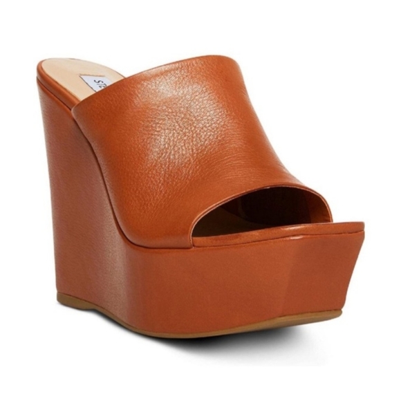 Steve Madden | Shoes | Steve Madden Barona Cognac Brown Leather Wedge ...